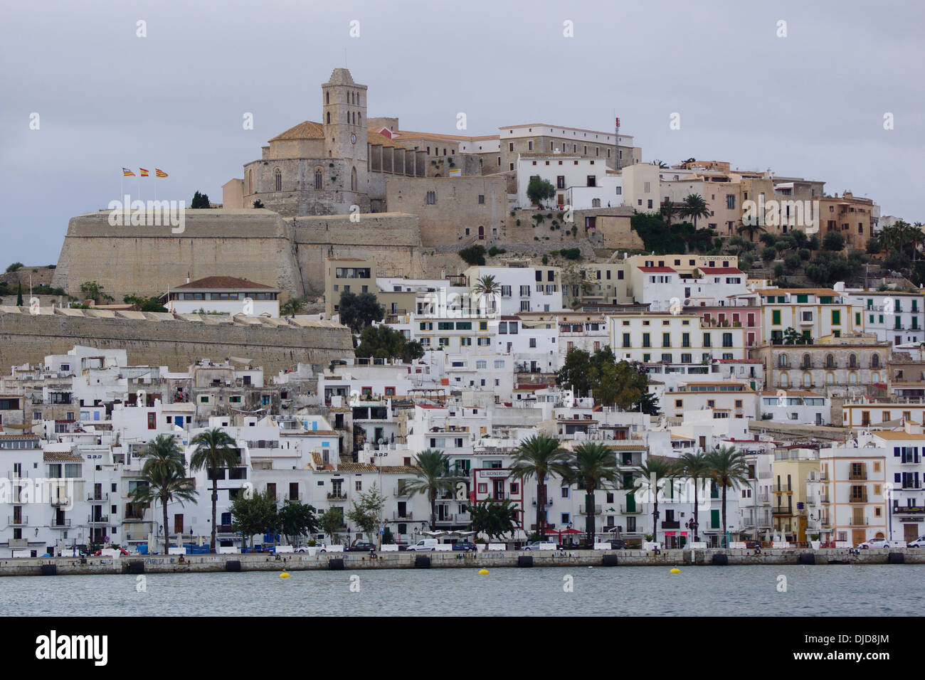Vista sul porto di Ibiza con la Catedral de Nuestra Senora de las ...
