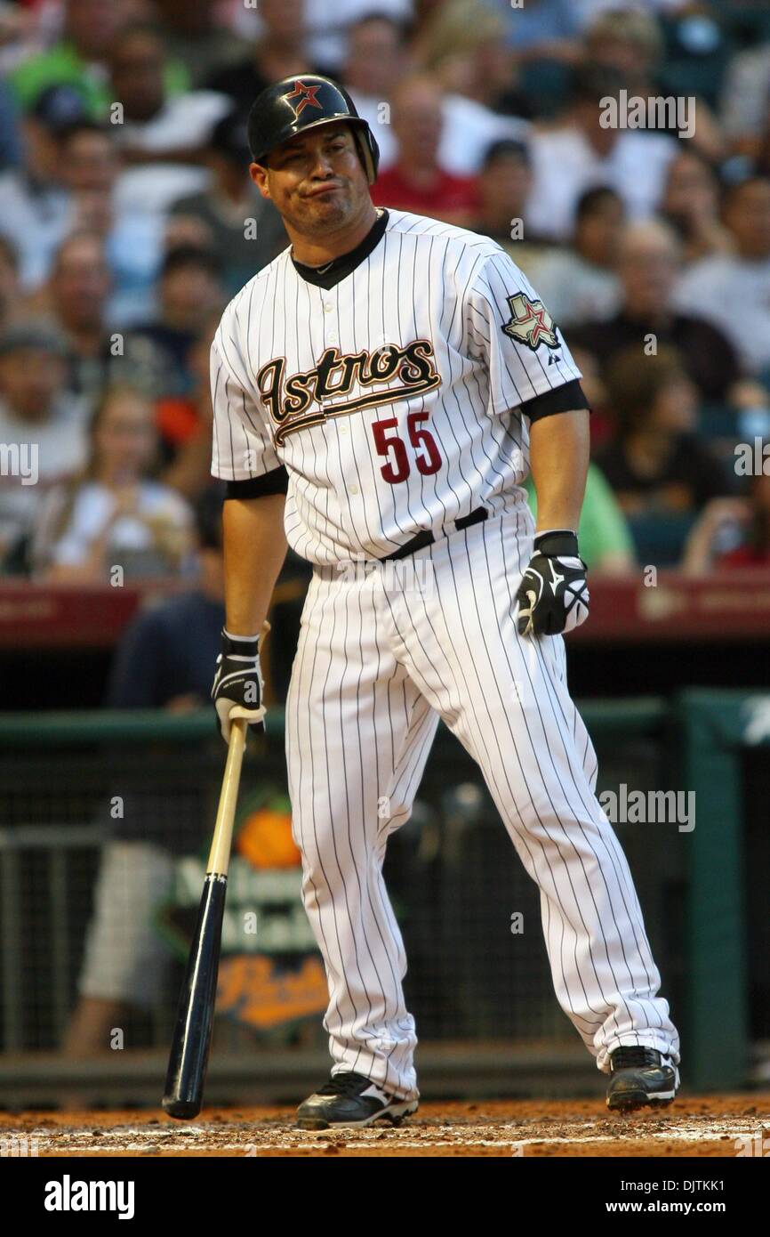 Houston Astros Catcher Humberto Quintero (55) non felice con la chiama ...