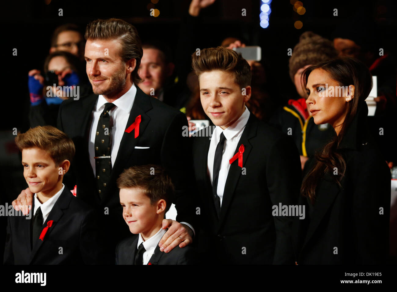 David e Victoria Beckham con i loro figli Brooklyn Beckham (C), Romeo ...