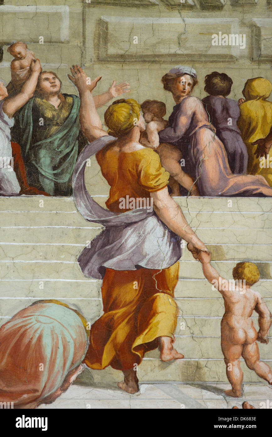 Dettaglio dall'Incendio di Borgo, un affresco progettata da Raffaello ...