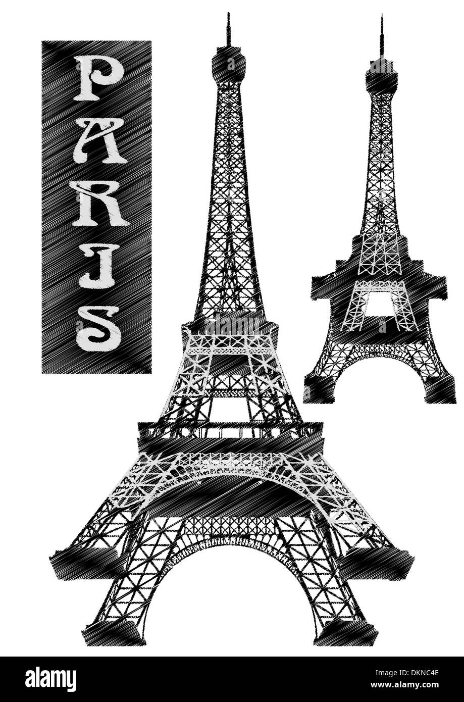 Disegno di parigi torre eiffel Foto e Immagini Stock in Bianco e Nero ...