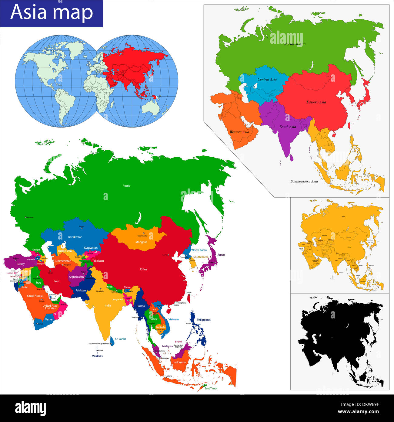 Map asia outline continent immagini e fotografie stock ad alta ...