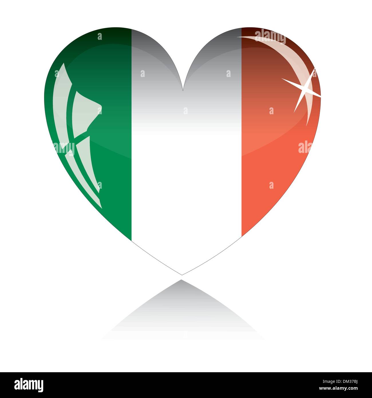 Cuore del vettore di bandiera dell'Italia texture isolate su un bianco ...