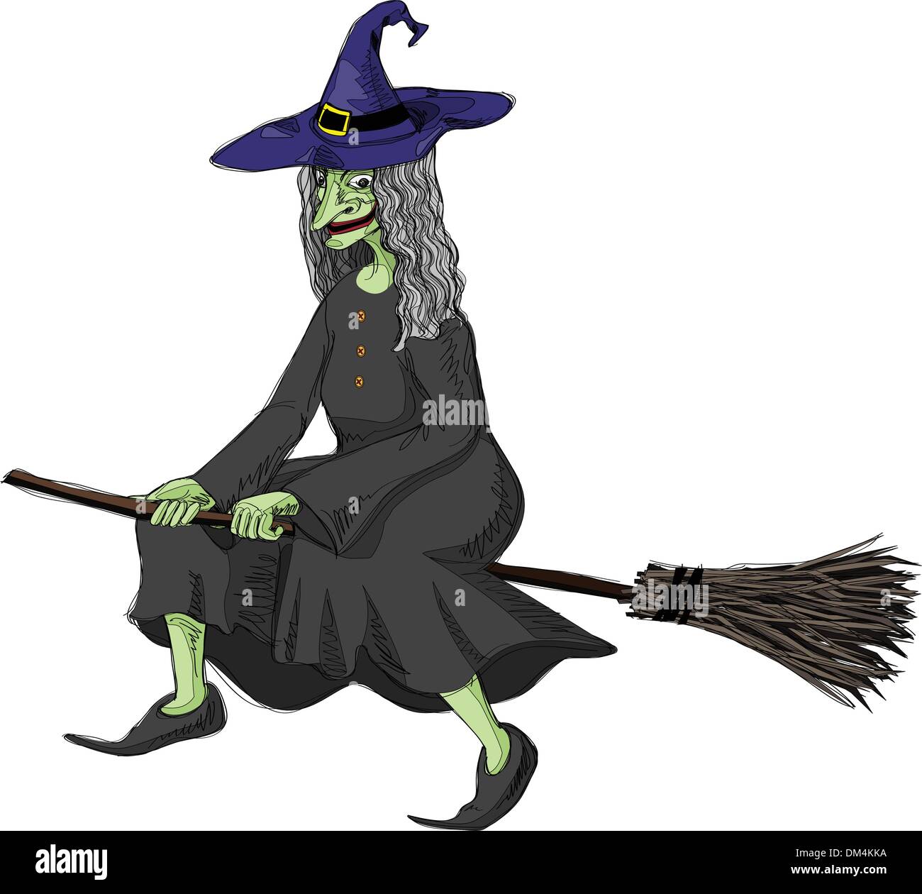 Strega a cavallo di una scopa Immagini Vettoriali Stock - Alamy