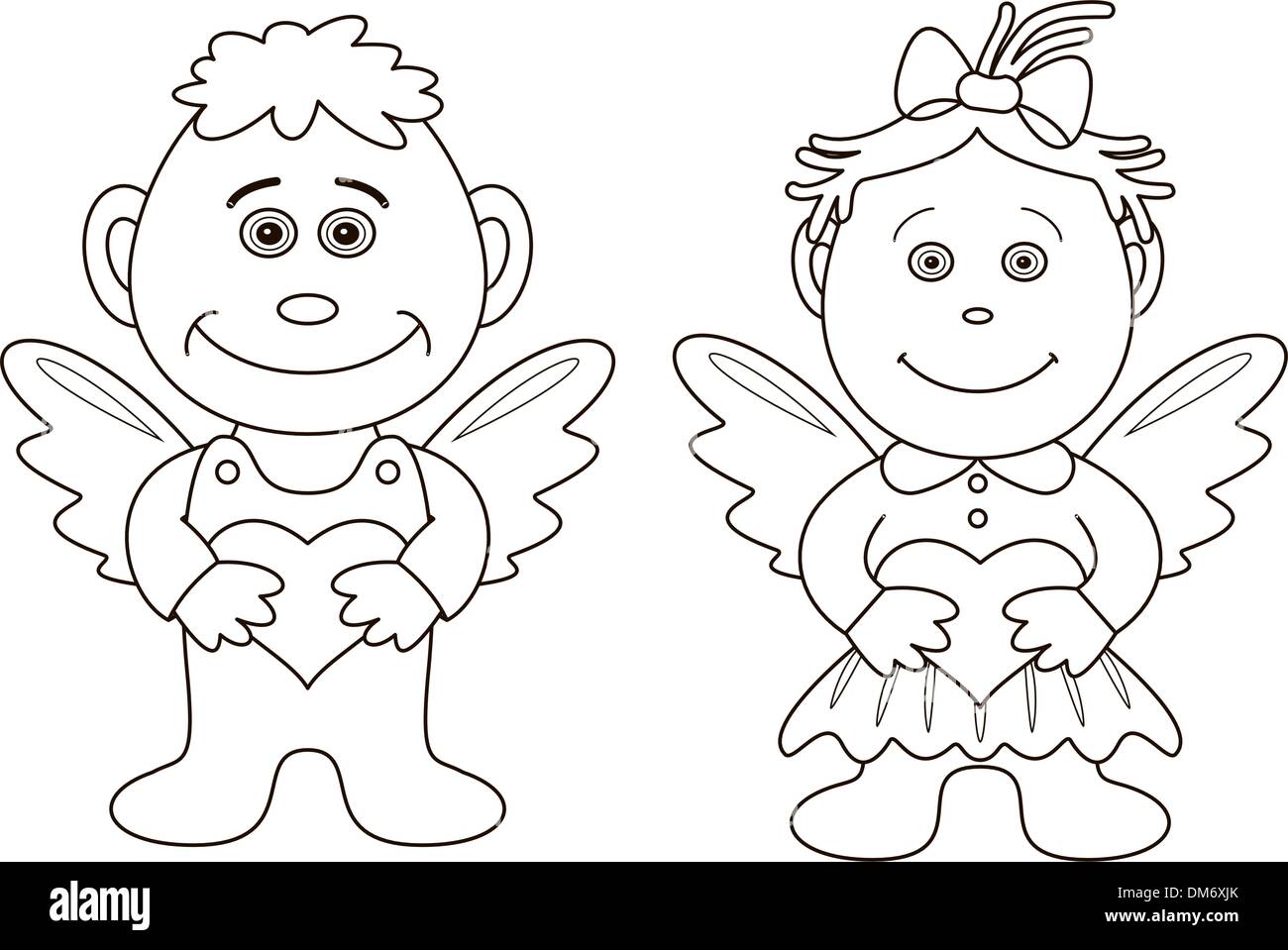 Coppia di cuori cartoon girl boy Immagini Vettoriali Stock - Alamy