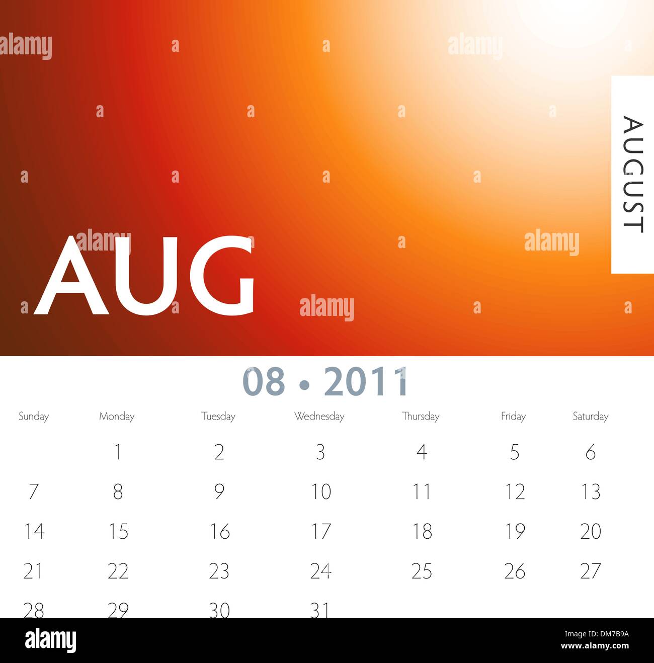 August calendar Immagini Vettoriali Stock - Alamy