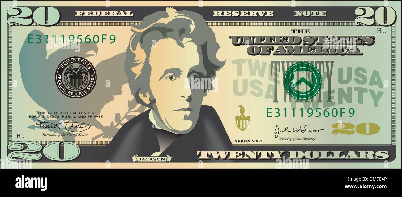Banconote da 20 dollari Immagini Vettoriali Stock - Alamy
