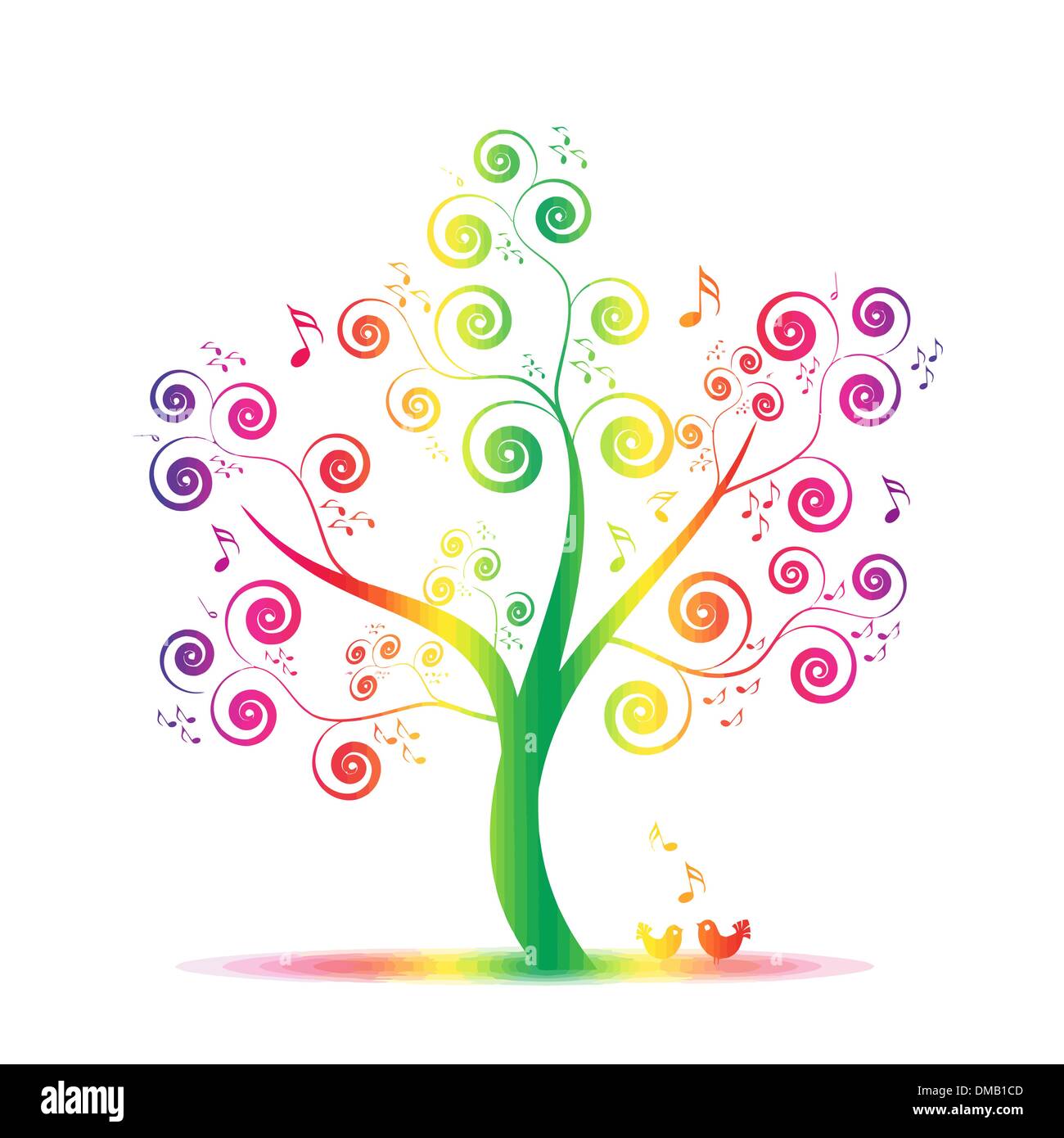 Music notes with birds Immagini Vettoriali Stock - Alamy