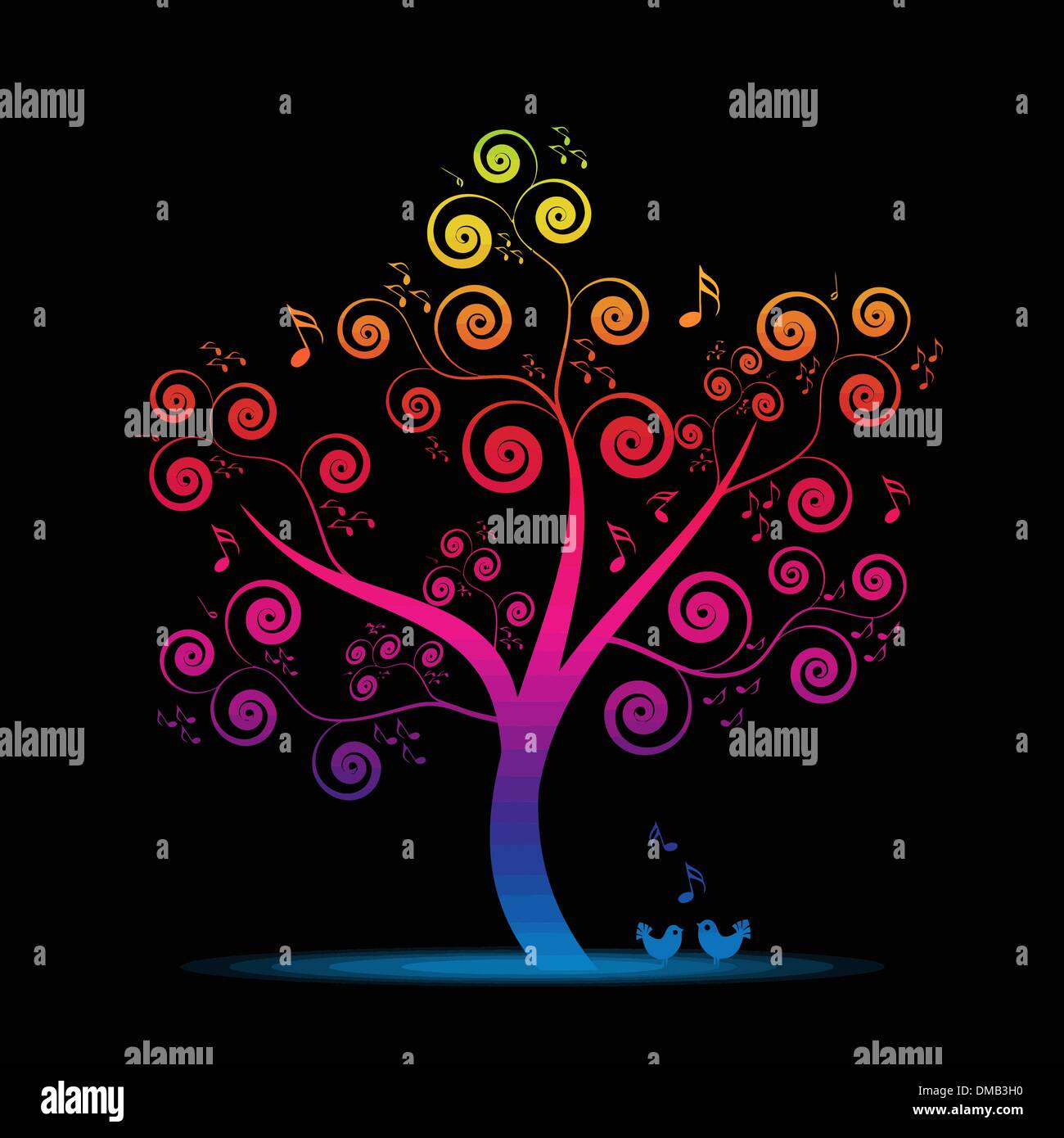 Music notes with birds Immagini Vettoriali Stock - Alamy