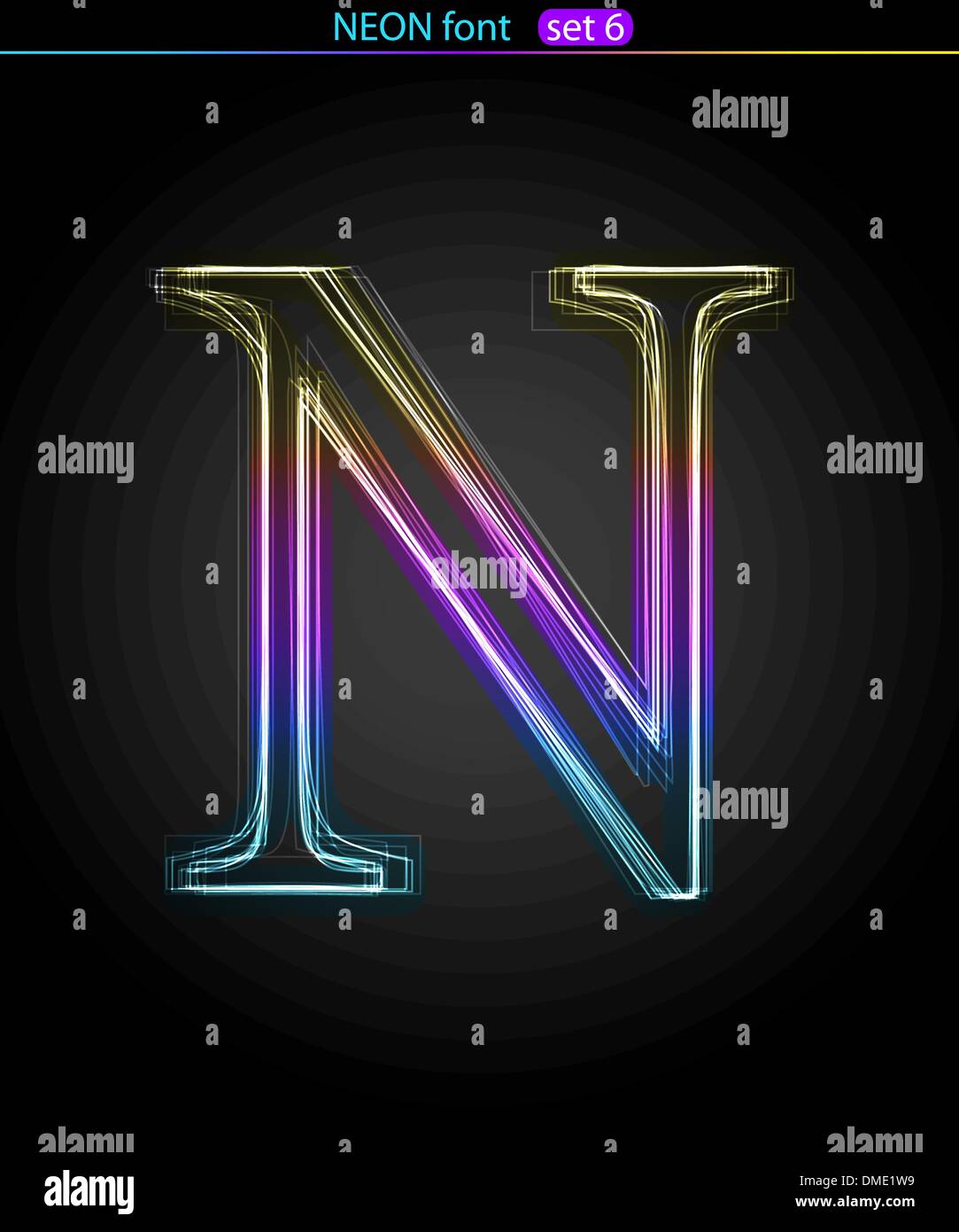 Neon character font Immagini Vettoriali Stock - Alamy