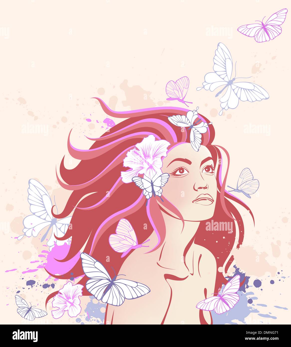 Ragazza con farfalla Immagini Vettoriali Stock - Alamy