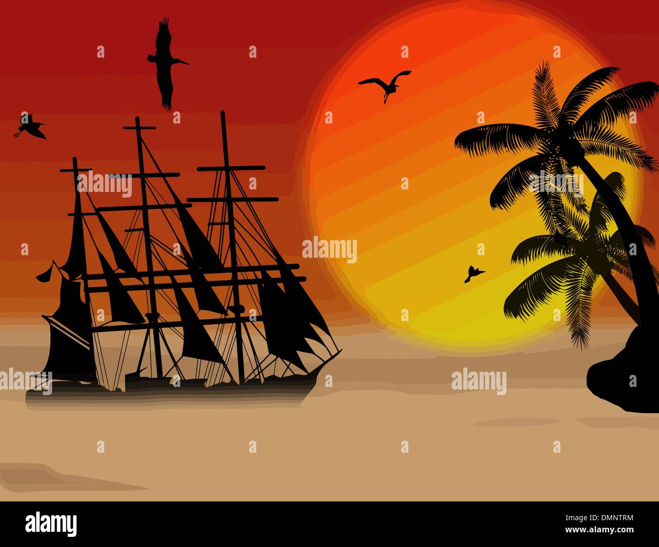 Nave della marina militare al tramonto Immagini Vettoriali Stock - Alamy