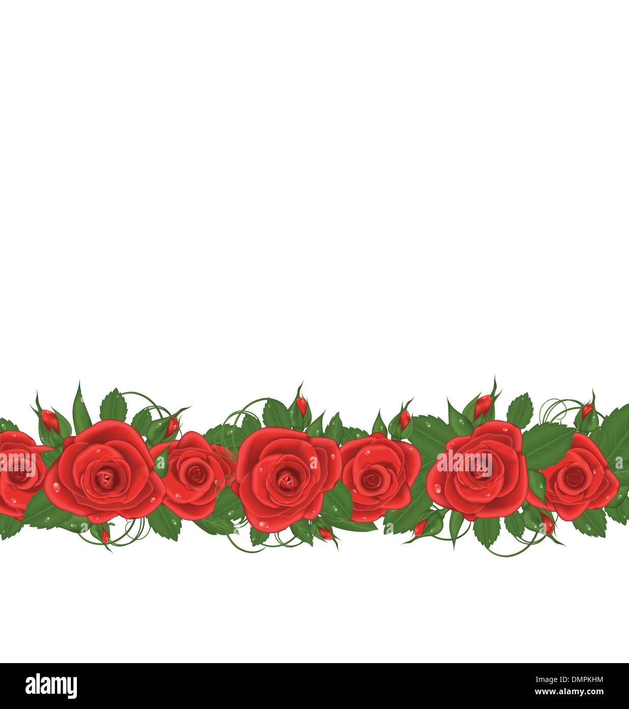 Bordo orizzontale con rose rosse Immagine e Vettoriale - Alamy