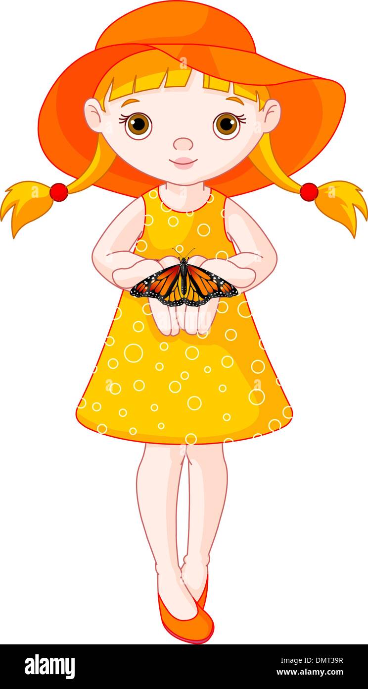 Ragazza con farfalla Immagini Vettoriali Stock - Alamy