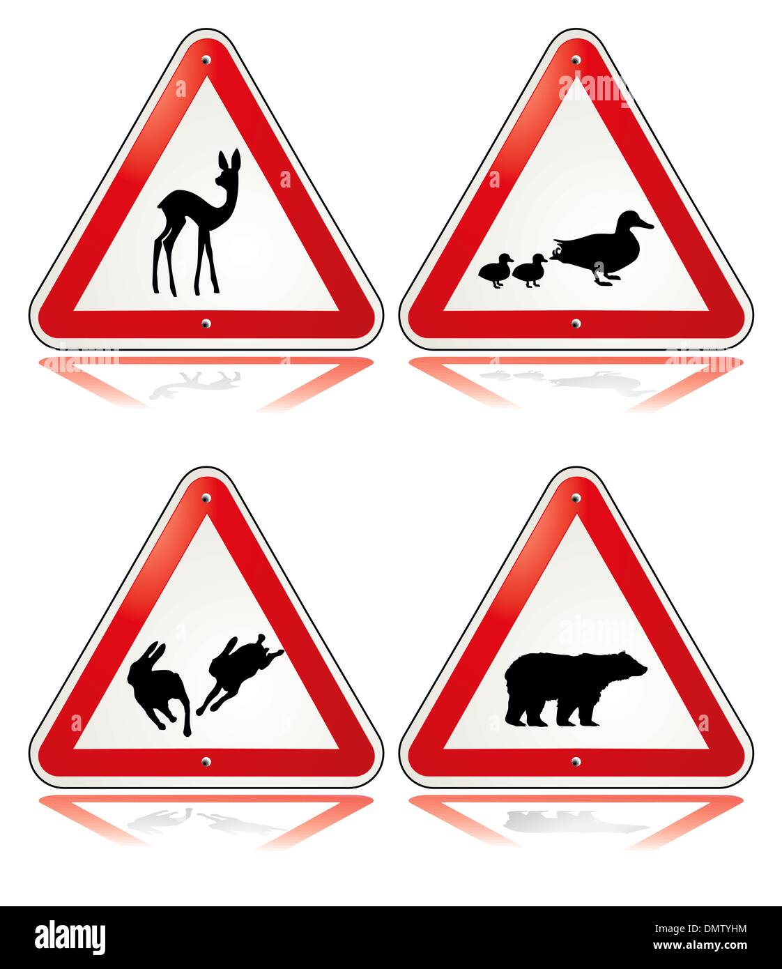 Cartello stradale di attraversamento di cervi Immagini Vettoriali Stock ...