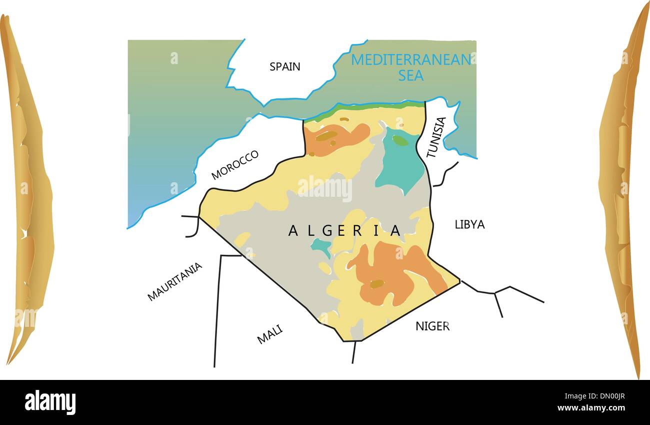 Vecchia mappa dell'algeria Immagini Vettoriali Stock - Alamy
