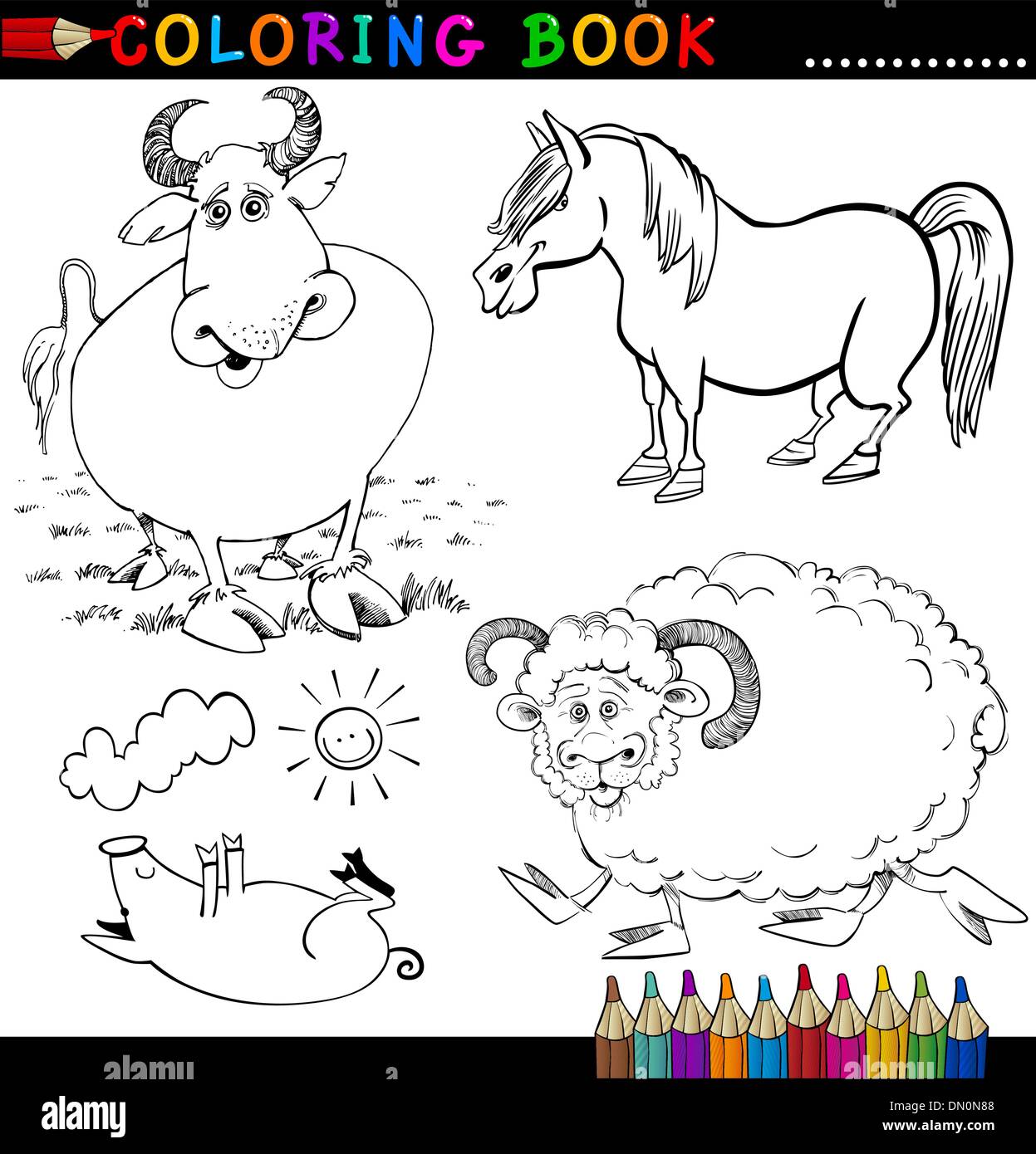 Farm sheep cartoon coloring book Immagini Vettoriali Stock - Pagina 2 ...