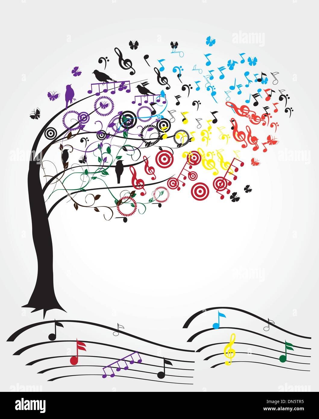 Albero con note musicali Immagini Vettoriali Stock - Alamy