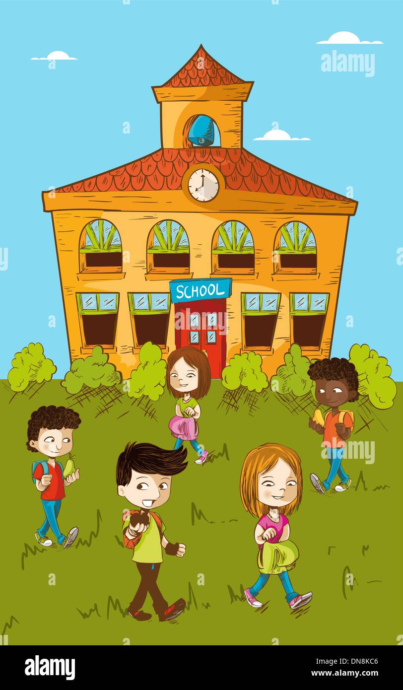 Back school cartoon blue word immagini e fotografie stock ad alta ...