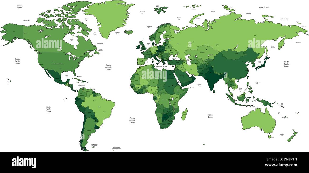 World map countries Immagini Vettoriali Stock - Alamy