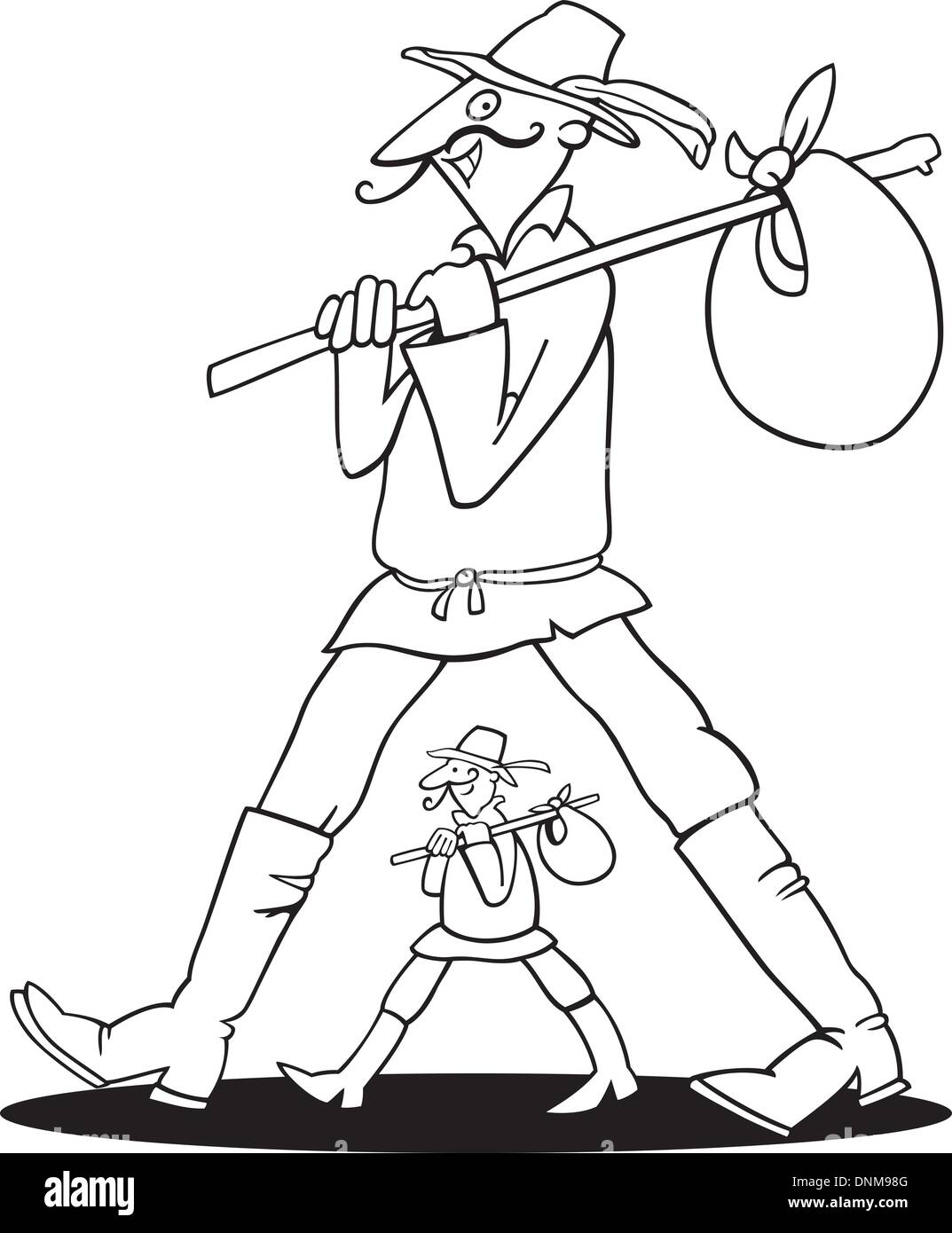 Illustrazione di due viandanti per libro da colorare Immagine e ...