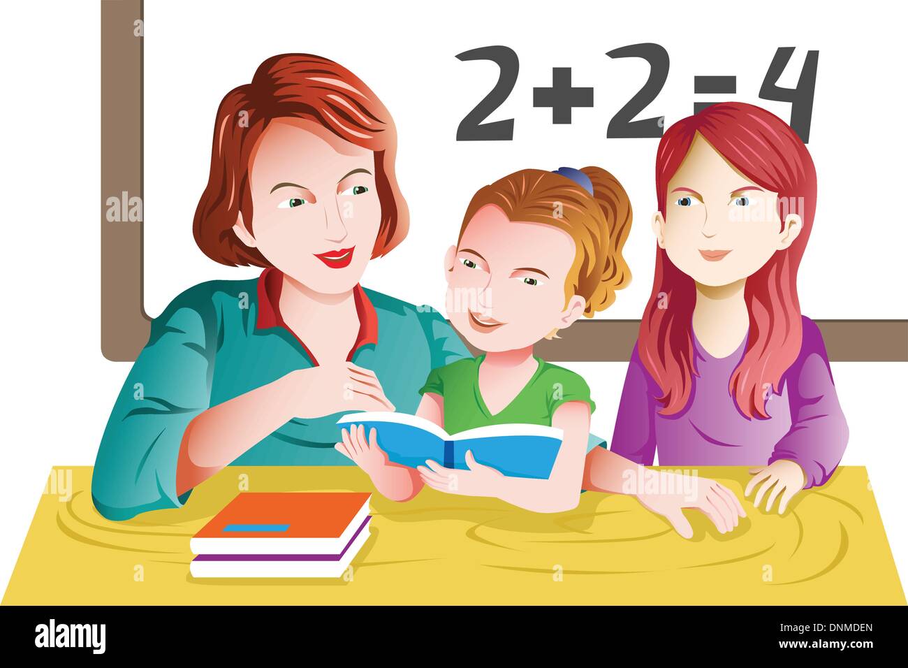 Illustration cartoon teacher in classroom immagini e fotografie stock ...