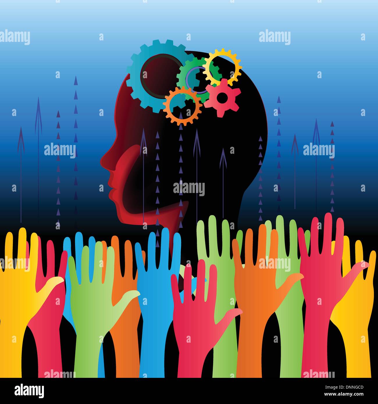 Testa umana con molti ingranaggi immagini e fotografie stock ad alta ...