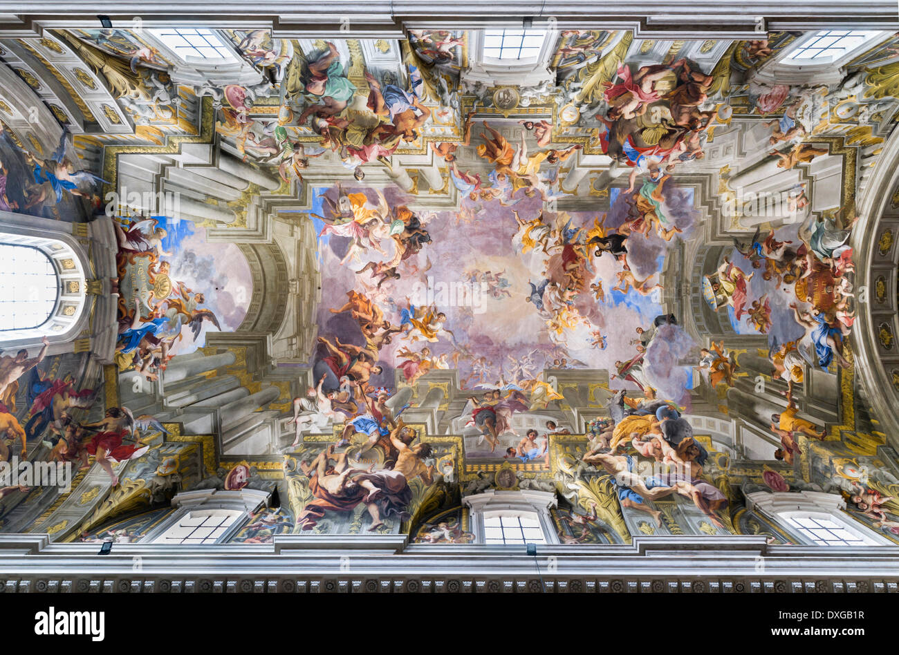 Il barocco trompe-l'oeil soffitto affrescato, il Trionfo di San Ignazio ...