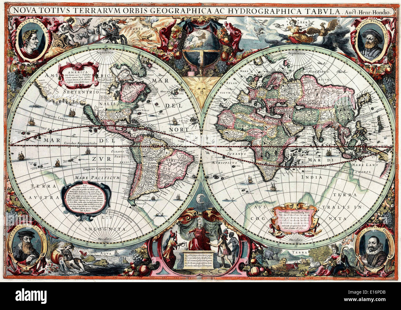 Hondius world map immagini e fotografie stock ad alta risoluzione - Alamy