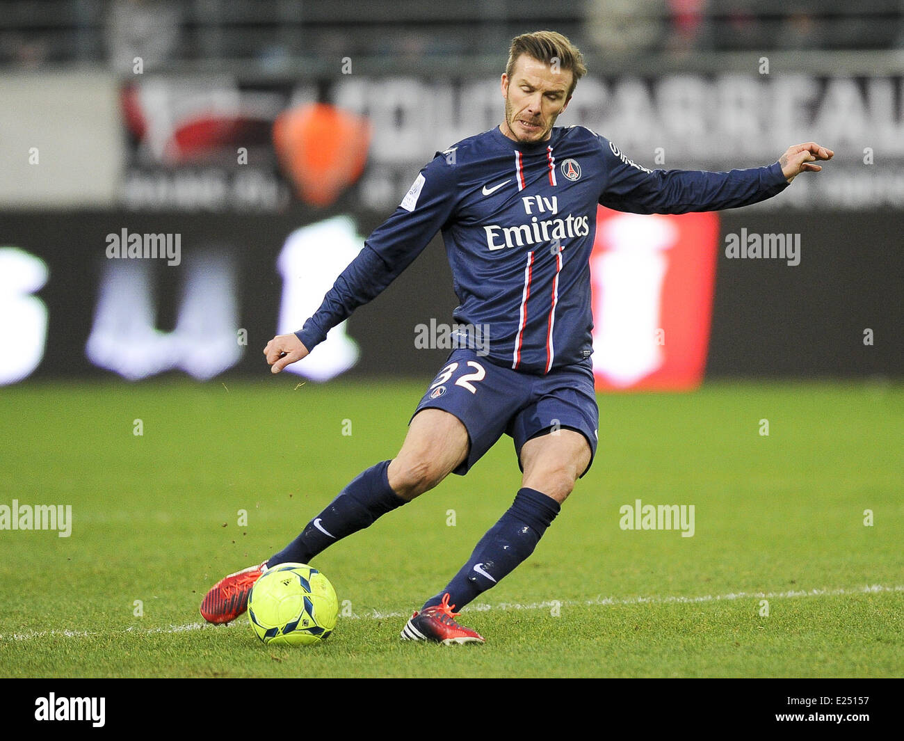 David Beckham di Parigi Saint-Germain (PSG) in azione durante il French ...