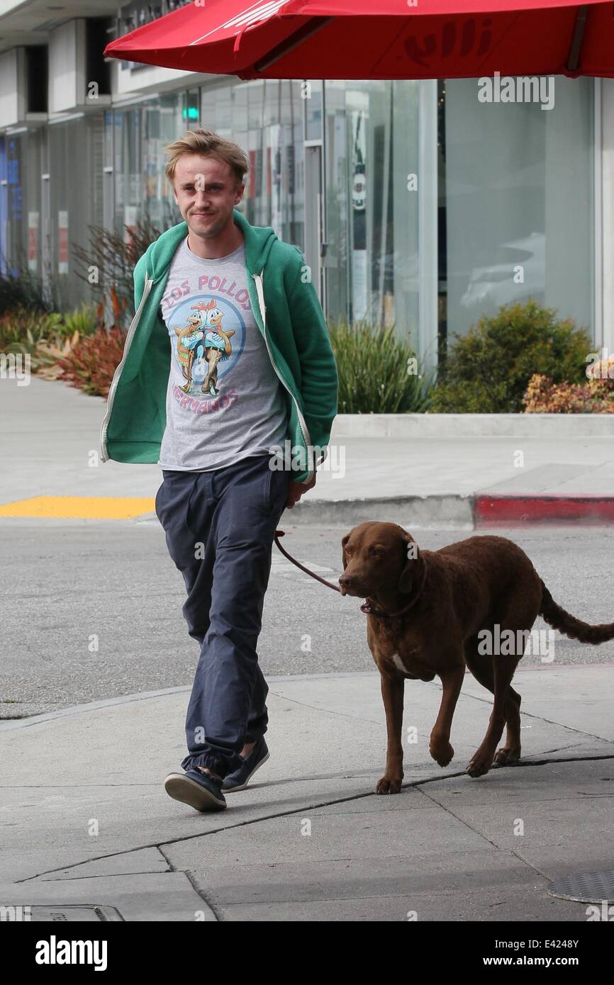 Harry Potter star Tom Felton per la prima colazione con il suo cane in ...
