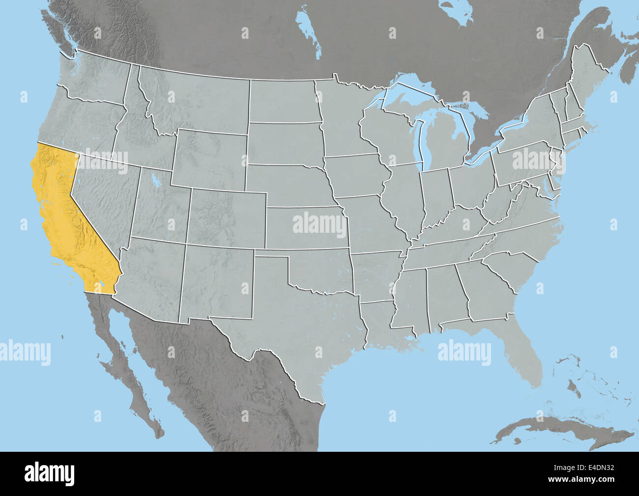 Cartina fisica della california immagini e fotografie stock ad alta ...