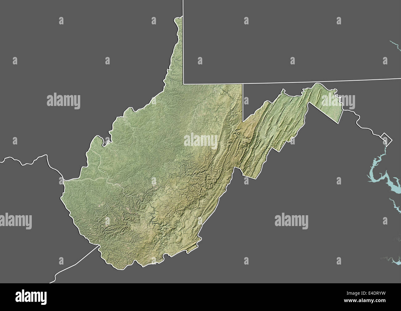 Mappa fisica della virginia occidentale immagini e fotografie stock ad ...