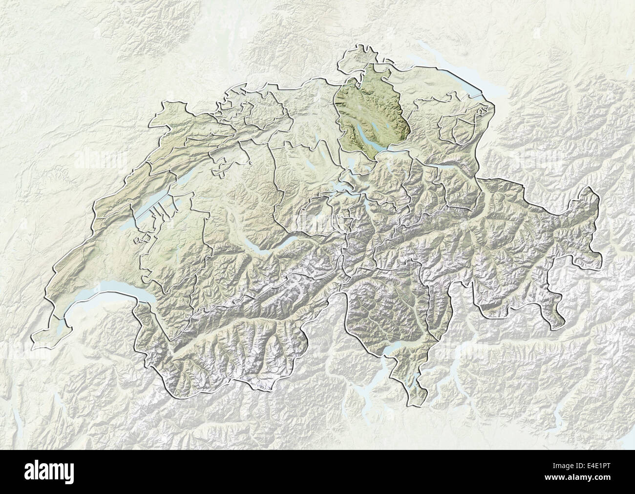La Svizzera e il Cantone di Zurigo, Mappa di sfiato Foto stock - Alamy