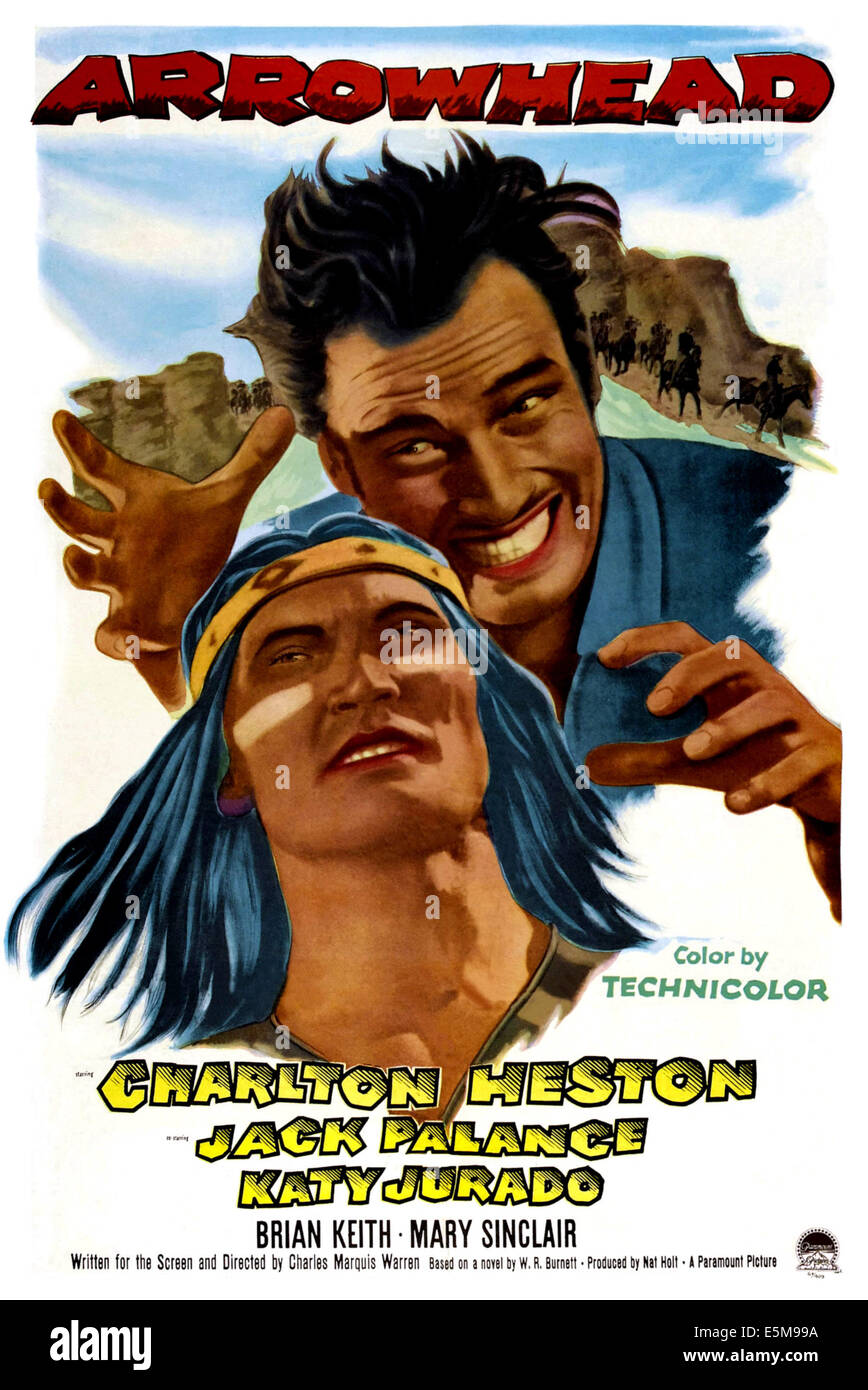 ARROWHEAD, Jack Palance, Charlton Heston, 1953 Foto stock - Alamy