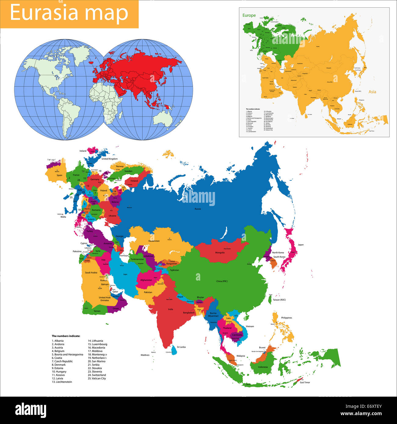 Mappa Dei Paesi Dell'eurasia 1.866 Eurasia Map Stock Photos, High Res