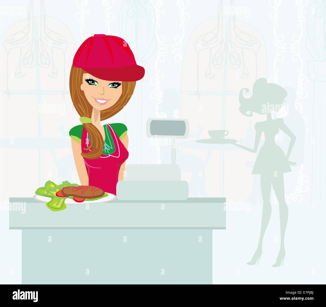 Commessa serve pranzo bar che serve cibo immagini e fotografie stock ad ...