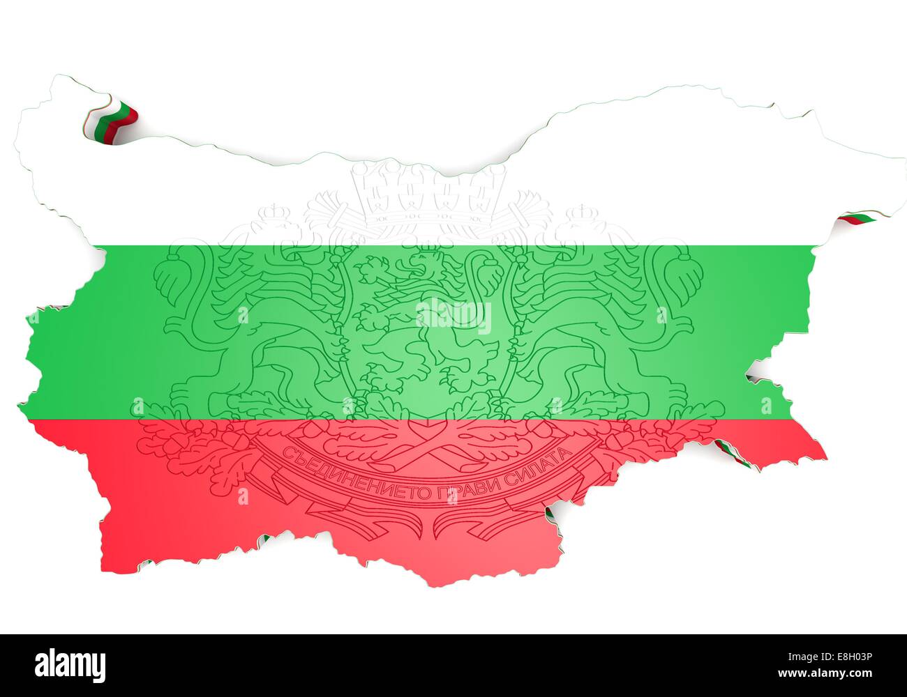 Mappa 3D illustrazione della Bulgaria con bandiera e stemma Foto stock ...