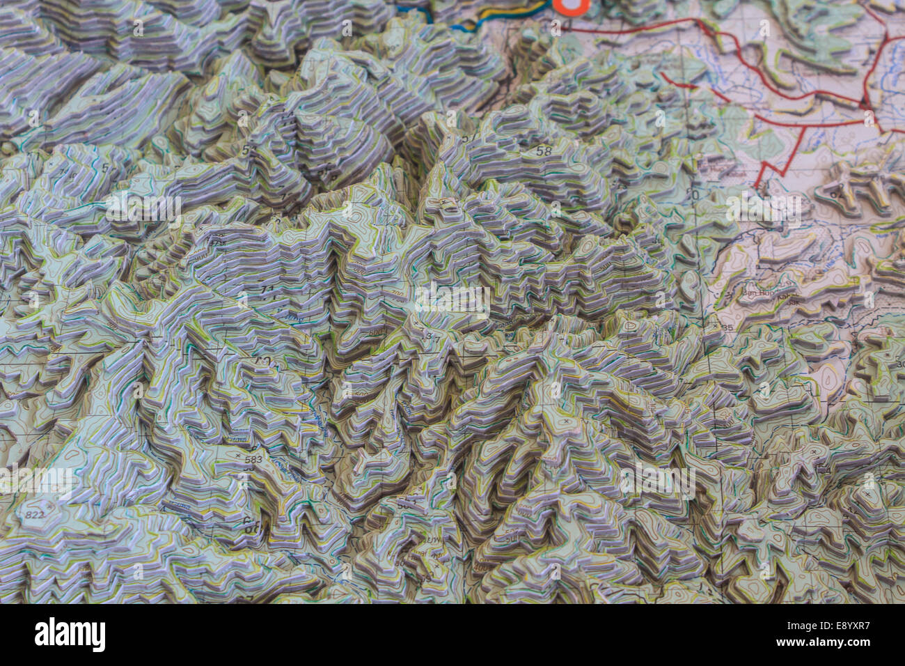 Modello 3D mappa geografica, abstract mappa topografica Foto stock - Alamy