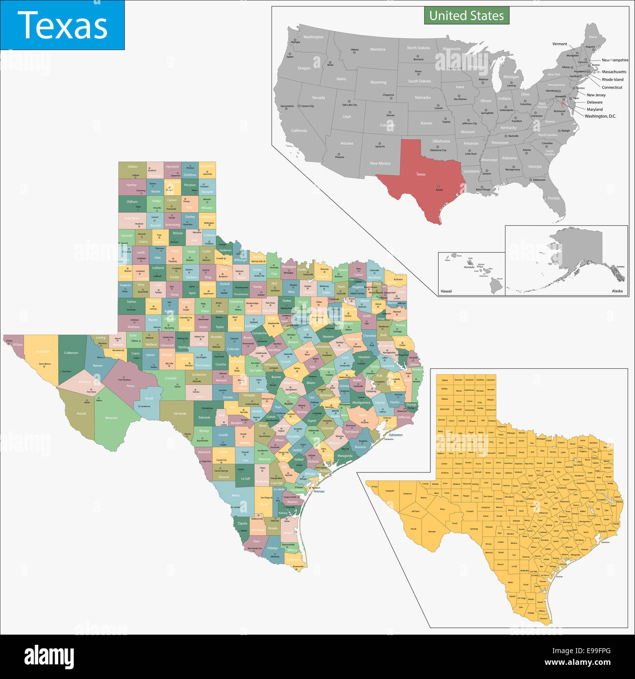 Political map of texas immagini e fotografie stock ad alta risoluzione ...