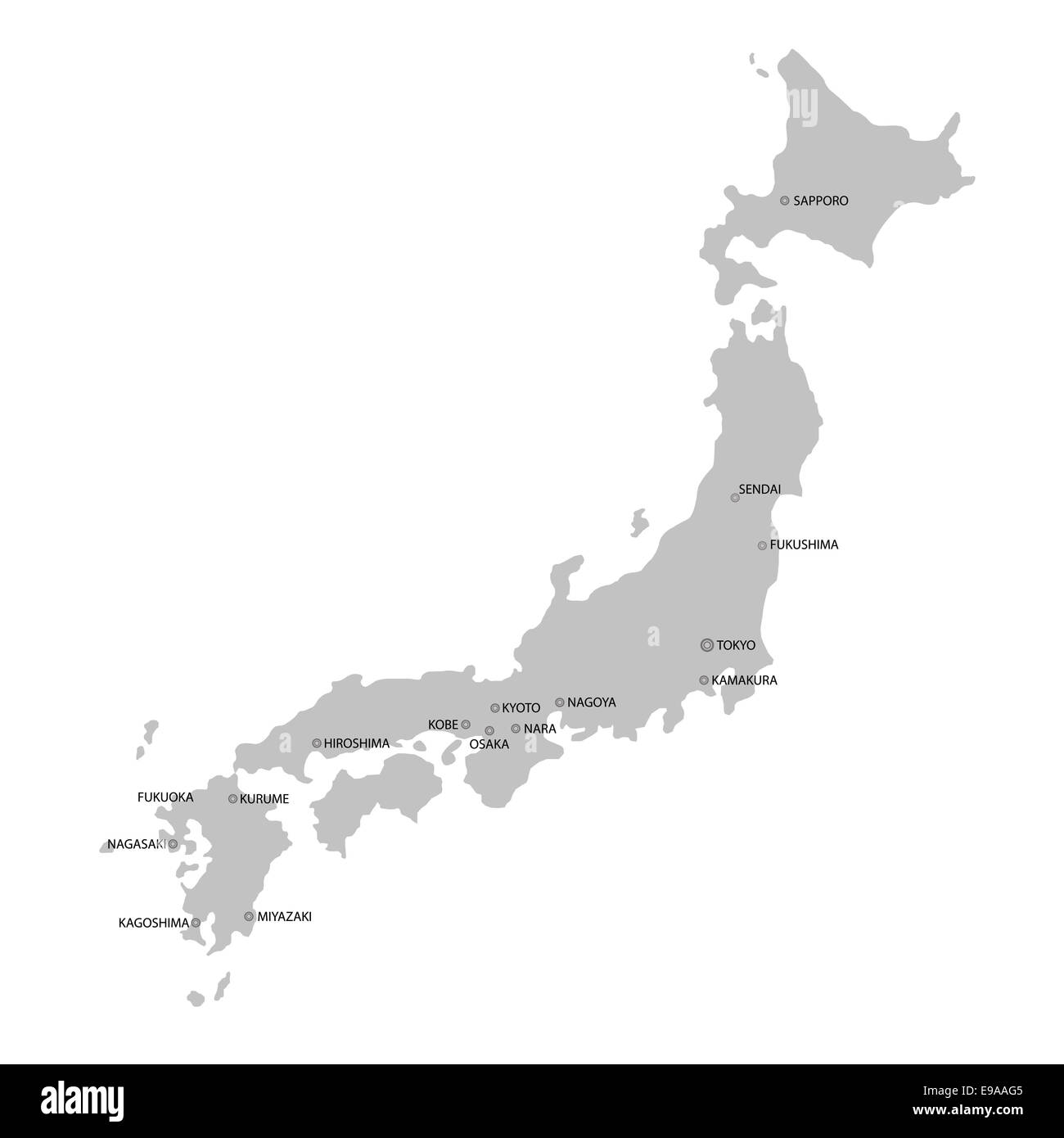 Outline map japan Foto e Immagini Stock in Bianco e Nero - Alamy