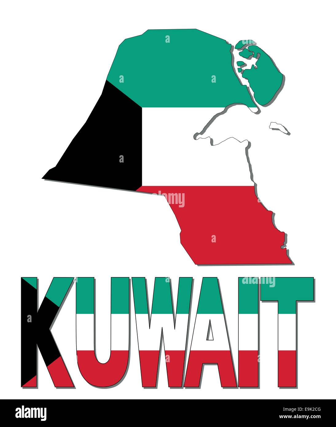 Mappa della bandiera del kuwait Immagini Vettoriali Stock - Alamy