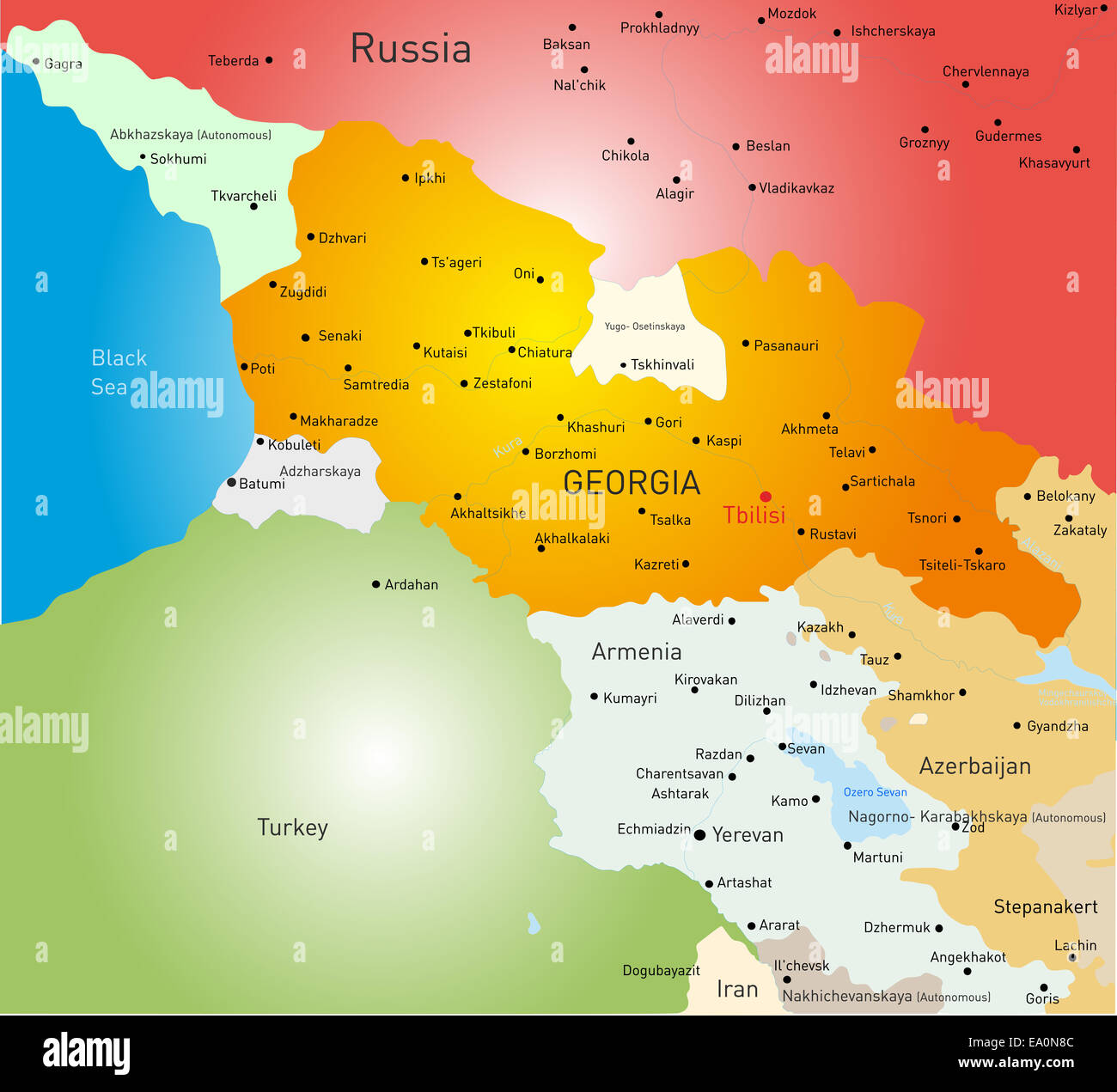 Physical map of georgia immagini e fotografie stock ad alta risoluzione ...