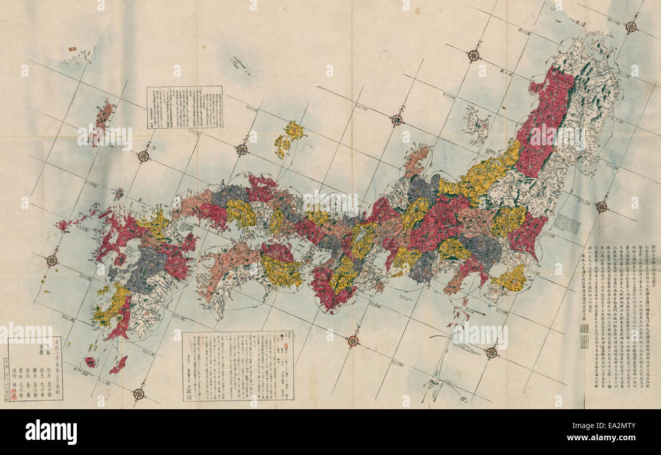 Mappa del percorso riveduta del giappone immagini e fotografie stock ad ...