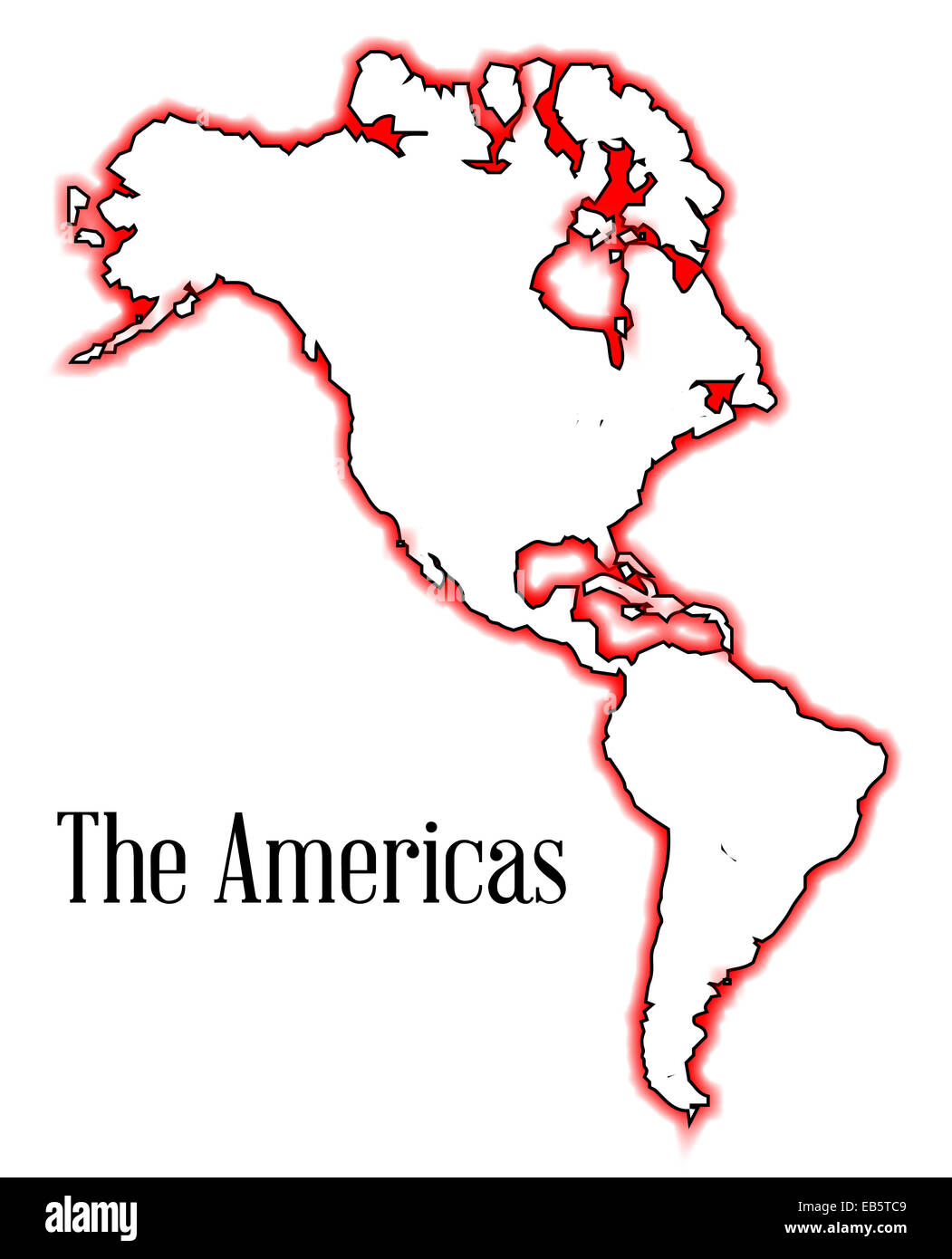 Mappa di contorno delle Americhe, sia del nord che del sud tra cui ...