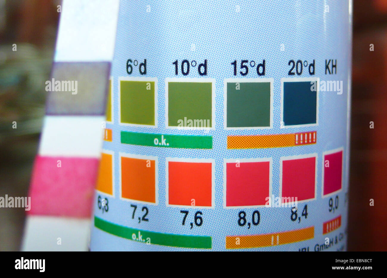 Striscia di colore per il test della qualità dell'acqua in acquari con ...