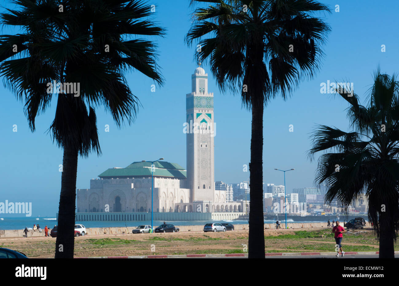 Casablanca Marocco esterno famosa Hassen II moschea più grande moschea ...