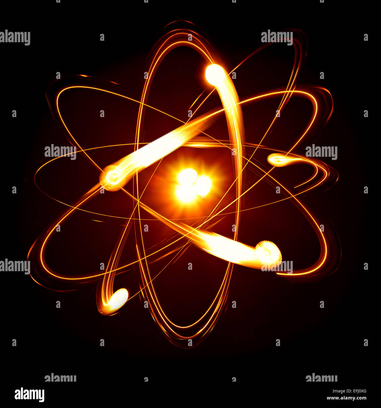 Simbolo di atomo su sfondo nero Foto stock - Alamy