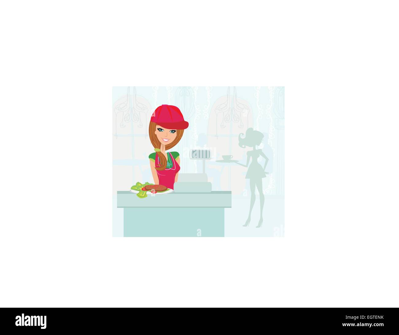 Commessa serve pranzo bar che serve cibo immagini e fotografie stock ad ...