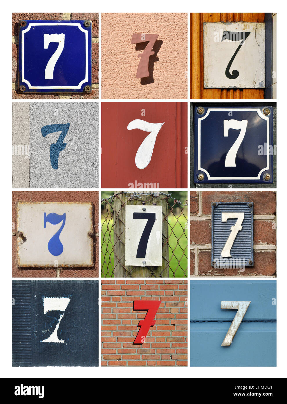 Numero 7 - Collage di casa sette numeri Foto stock - Alamy